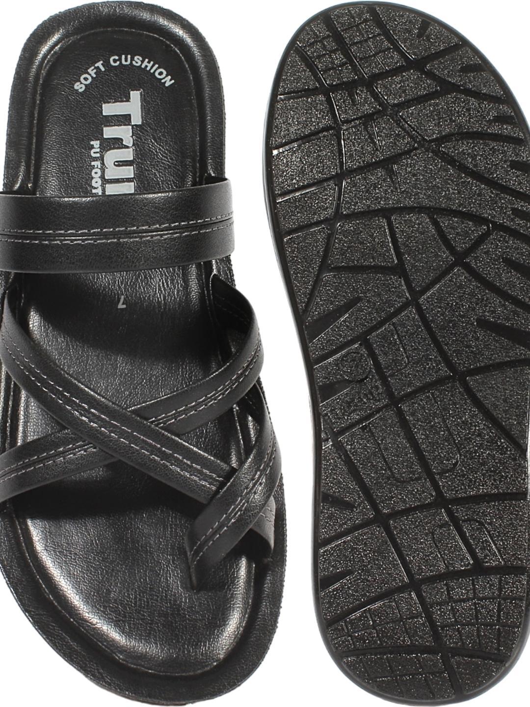 Buy Trump Men Black PU Thong Flip Flops - Flip Flops for Men 35127345 ...