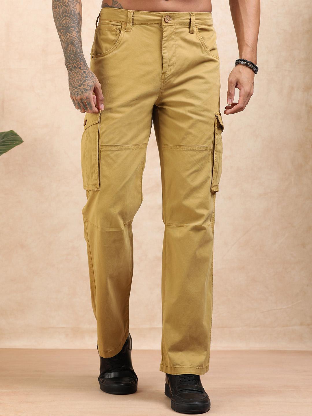 Buy RIGS AND RAGS Men Relaxed Loose Fit Easy Wash Cargos Trousers ...