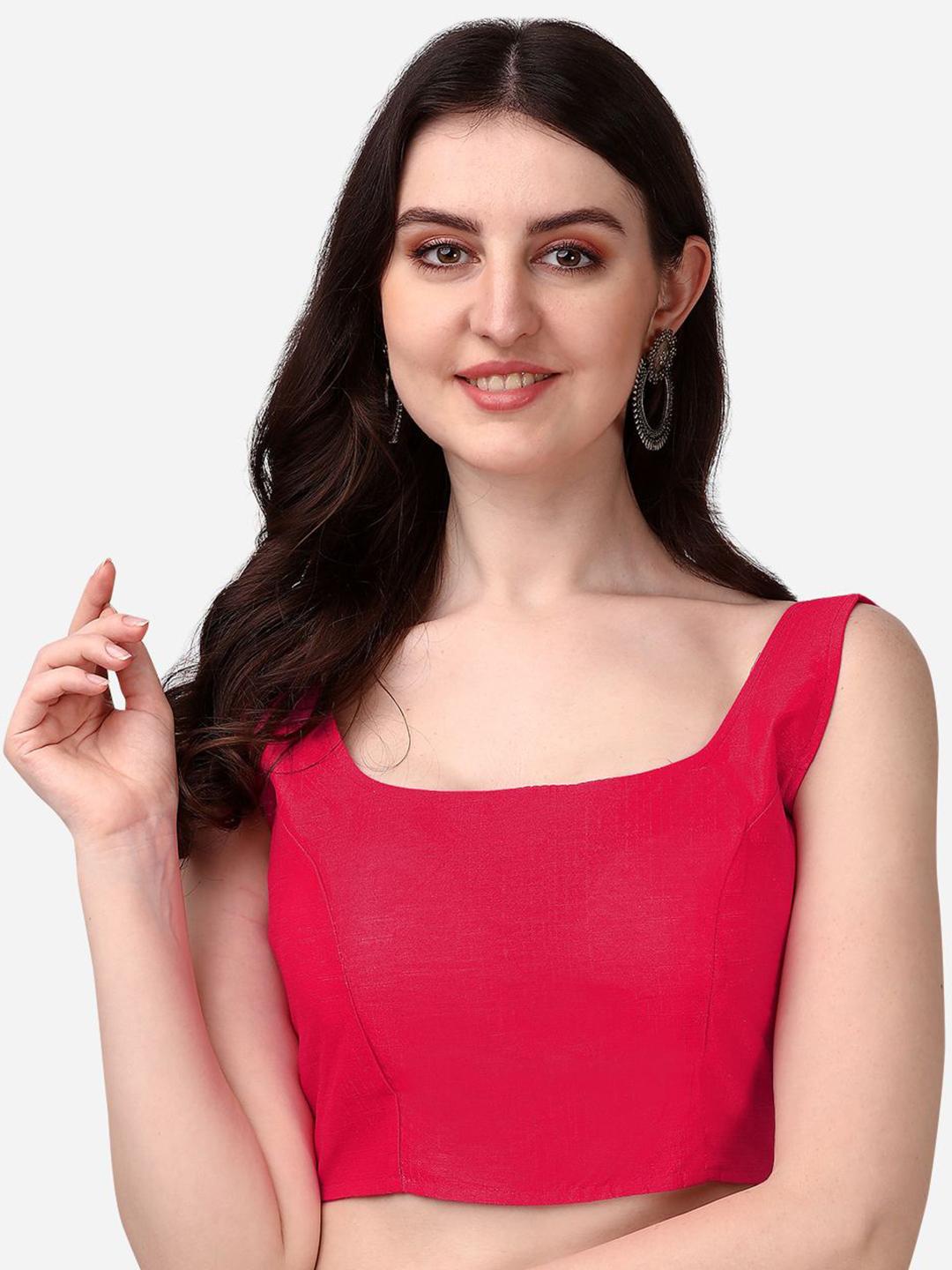 Buy HERE&NOW Round Neck Sleeveless Padded Saree Blouse - Saree Blouse ...