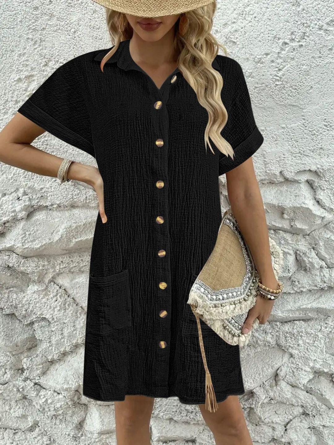 Buy KPOP Women Extended Sleeves Shirt Dress - Dresses for Women ...