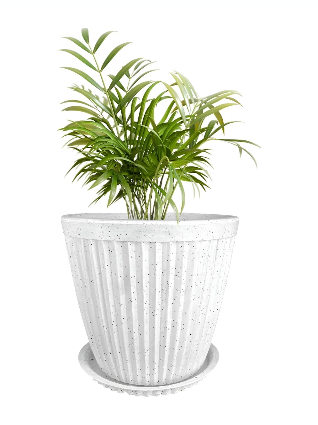 Buy GARDEN'S NEED Paris White Textured Planters With Tray - Planters ...