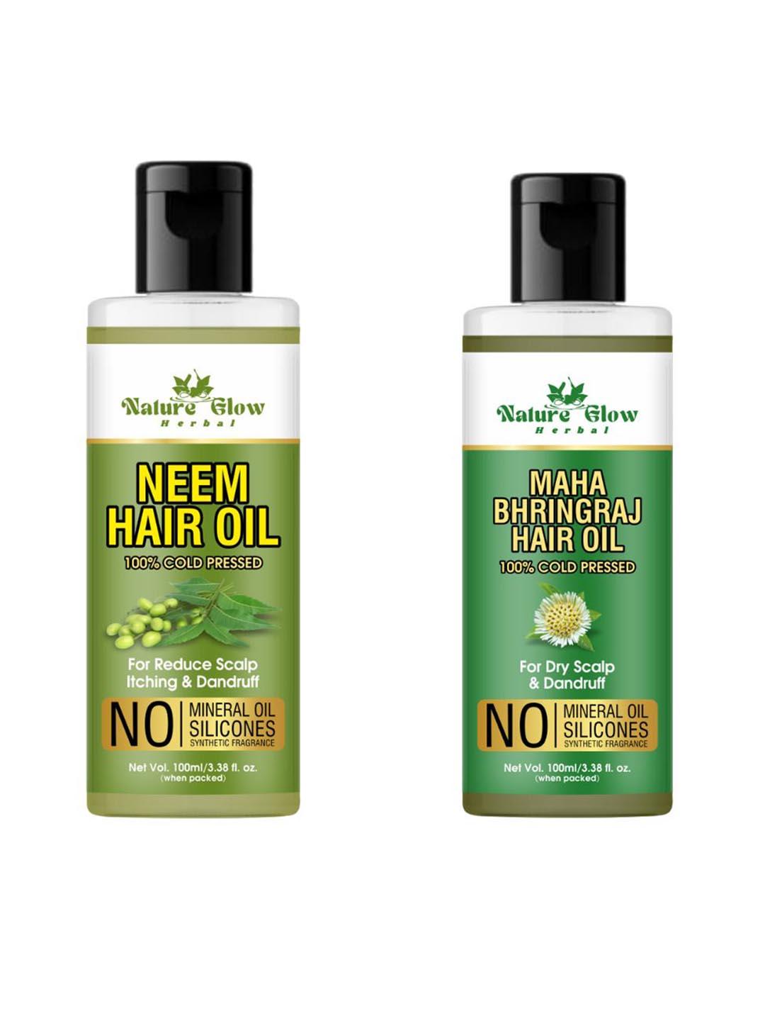 Buy Nature Glow Herbal Set Of 2 Maha Bhringraj & Neem Hair Oil 100 Ml ...