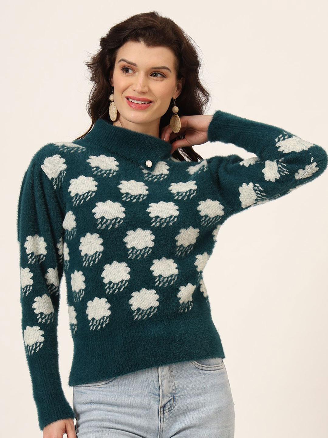 Buy MODKLINE WITH MK Women Graphic Self Design Woollen Pullover ...