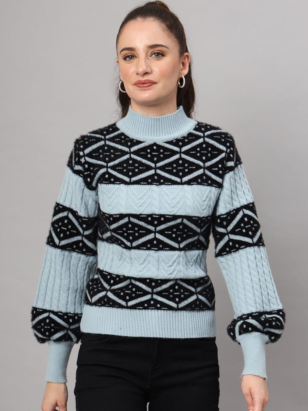 Buy MODKLINE WITH MK Women Cable Knit Self Design Woollen Pullover ...