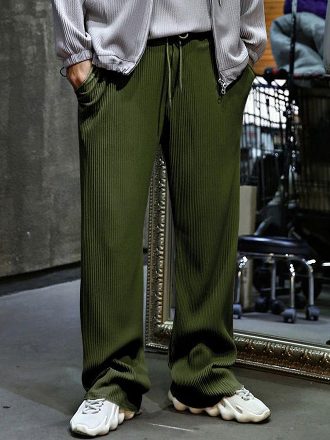Buy StyleCast X Revolte Men Mid Rise Straight Fit Textured Trousers ...