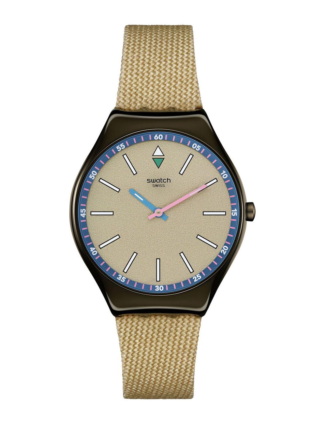 Buy Swatch Sunbaked Sandstone Men Leather Straps Analogue Watch SYXM100 ...