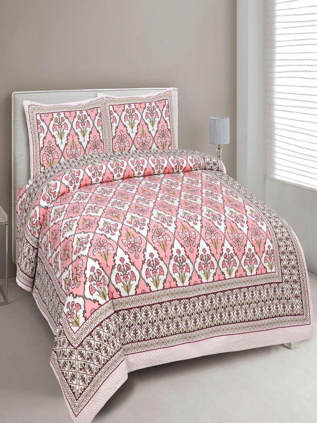 Buy Bombay Spreads Blue & Off White Floral Cotton 180 TC King Bedsheet ...