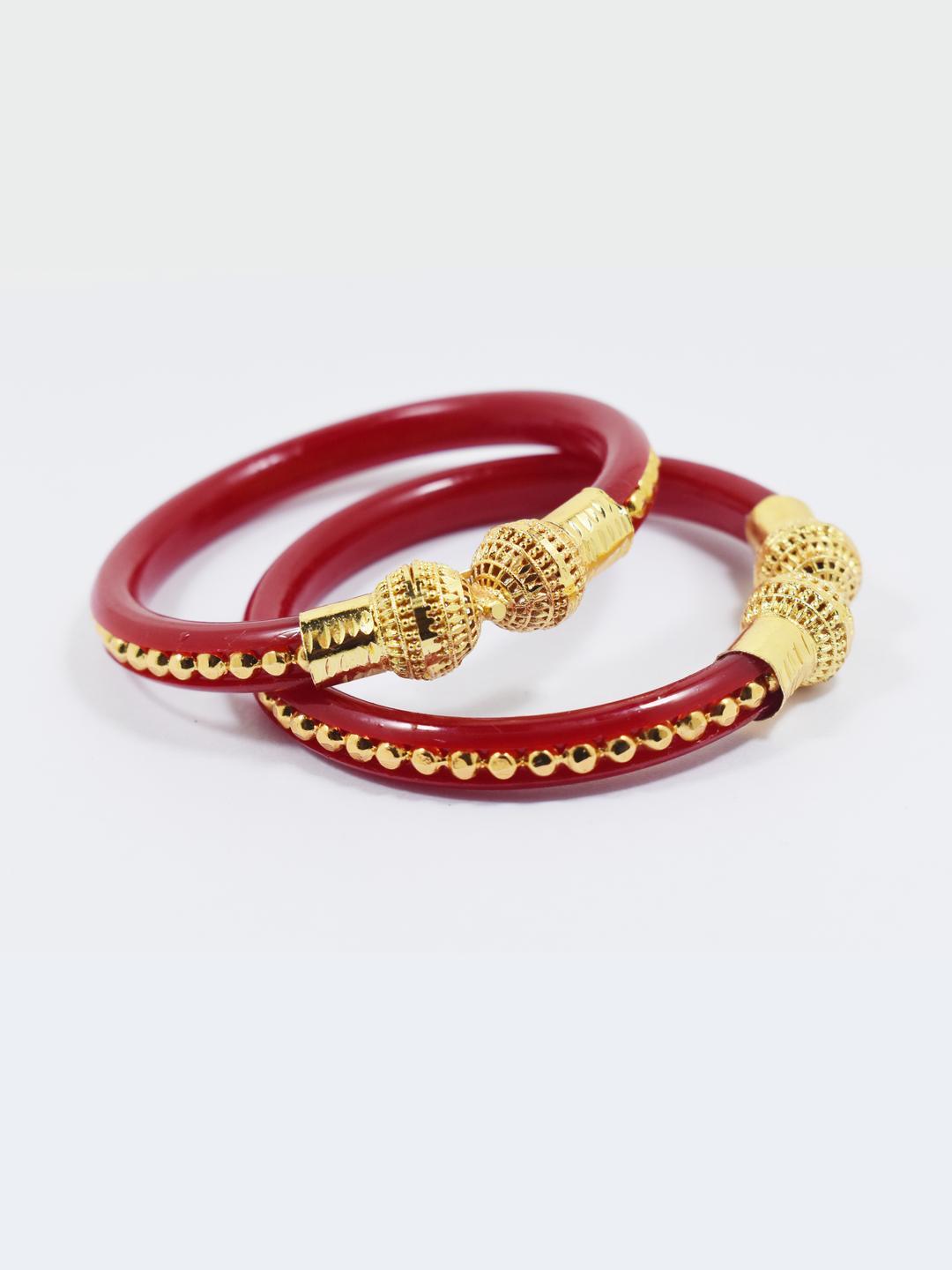Buy Sattik 2 Pieces Gold Plated Shakha Pola Bangles - Bangle for Women ...