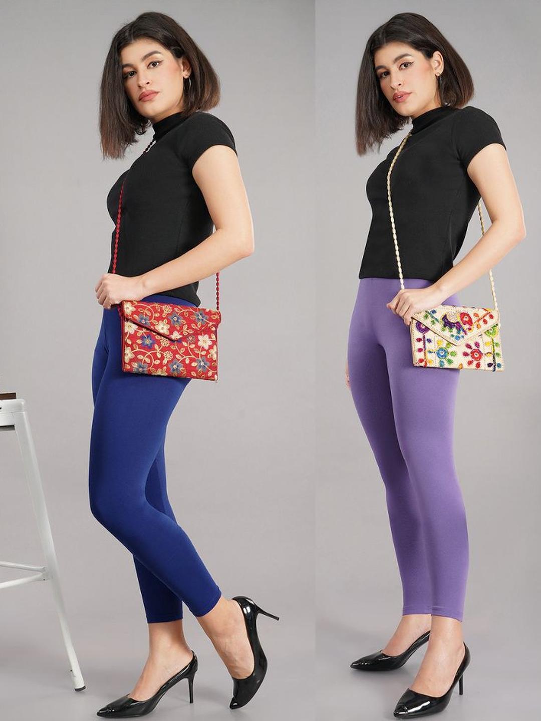 Buy Avaasa Buy Shruthi Pack Of 2 Viscose Rayon Ankle Length Leggings ...
