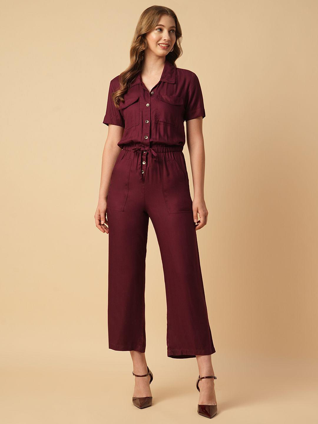 Buy Chemistry Women Shirt Collar Basic Jumpsuit - Jumpsuit for Women ...
