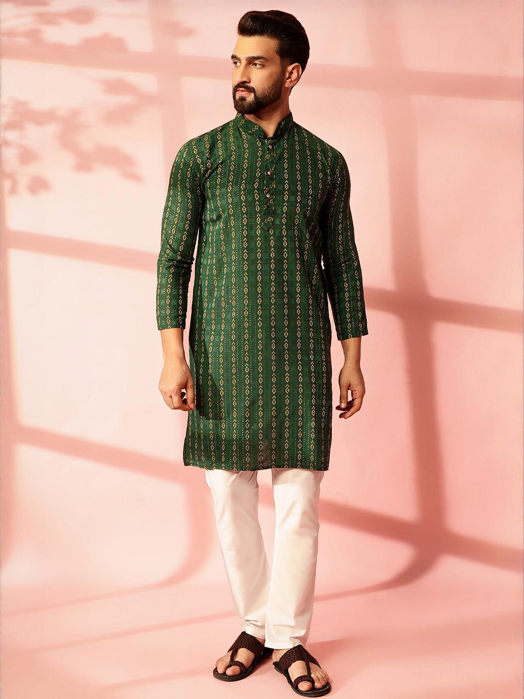 Buy JASHNA Men Green Kurtas - Kurtas for Men 35179822 | Myntra