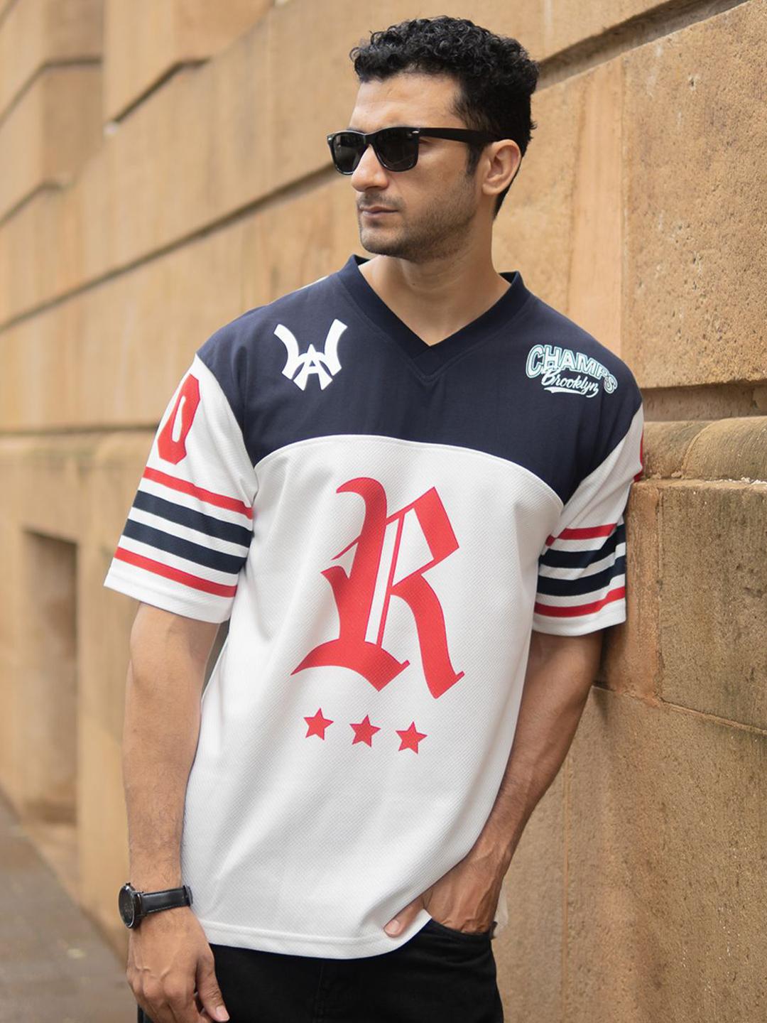 Buy Powerlook Men Typography Printed V Neck Drop Shoulder Sleeves ...