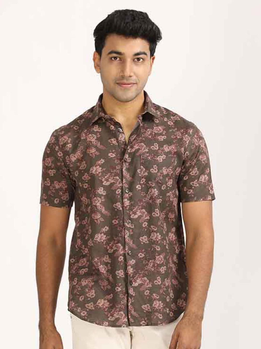 Buy Indian Terrain Floral Printed Spread Collar Short Sleeves Regular ...