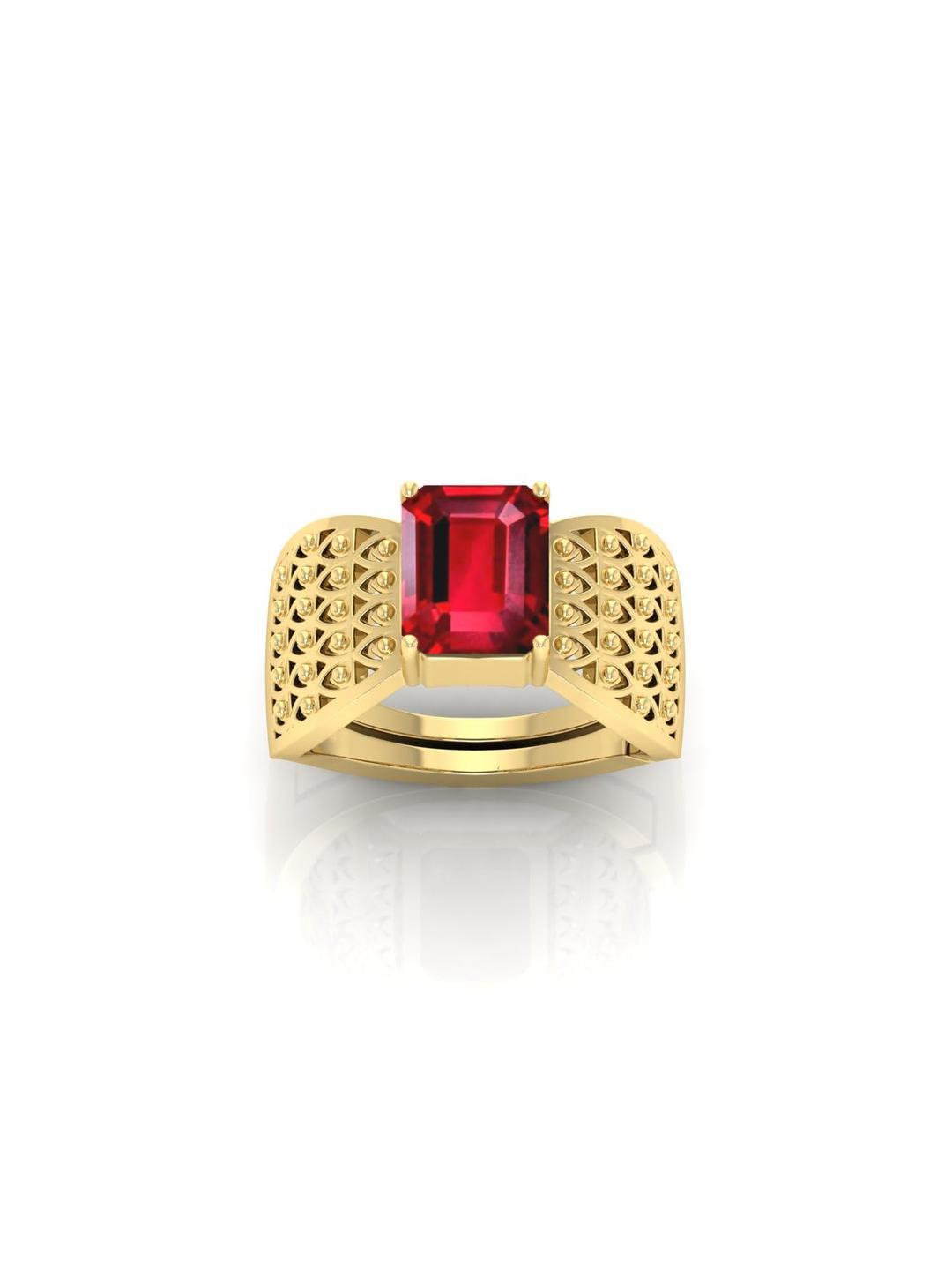 Buy 14.25 Ratti Natural Lab Certified Ruby Manikya Gemstone Ring With ...