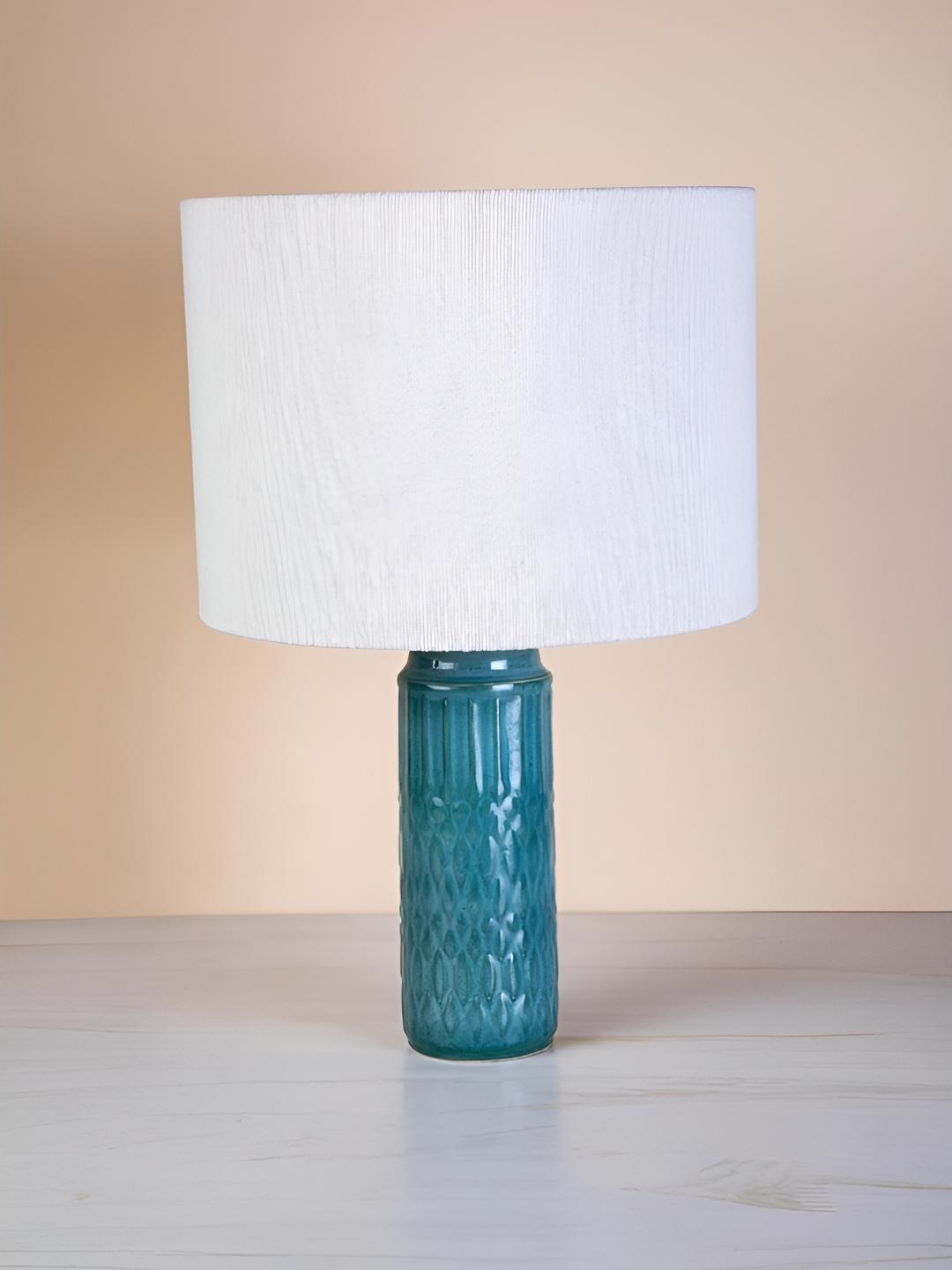 Buy FREEDOM TREE Ceramic Cylinder Textured Electrical Table Lamps ...