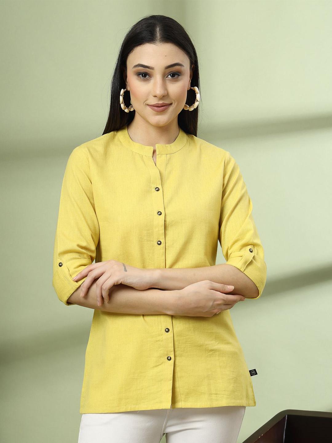 Buy Pistaa Women Pure Cotton Mandarin Collar Kurti - Kurtis for Women ...