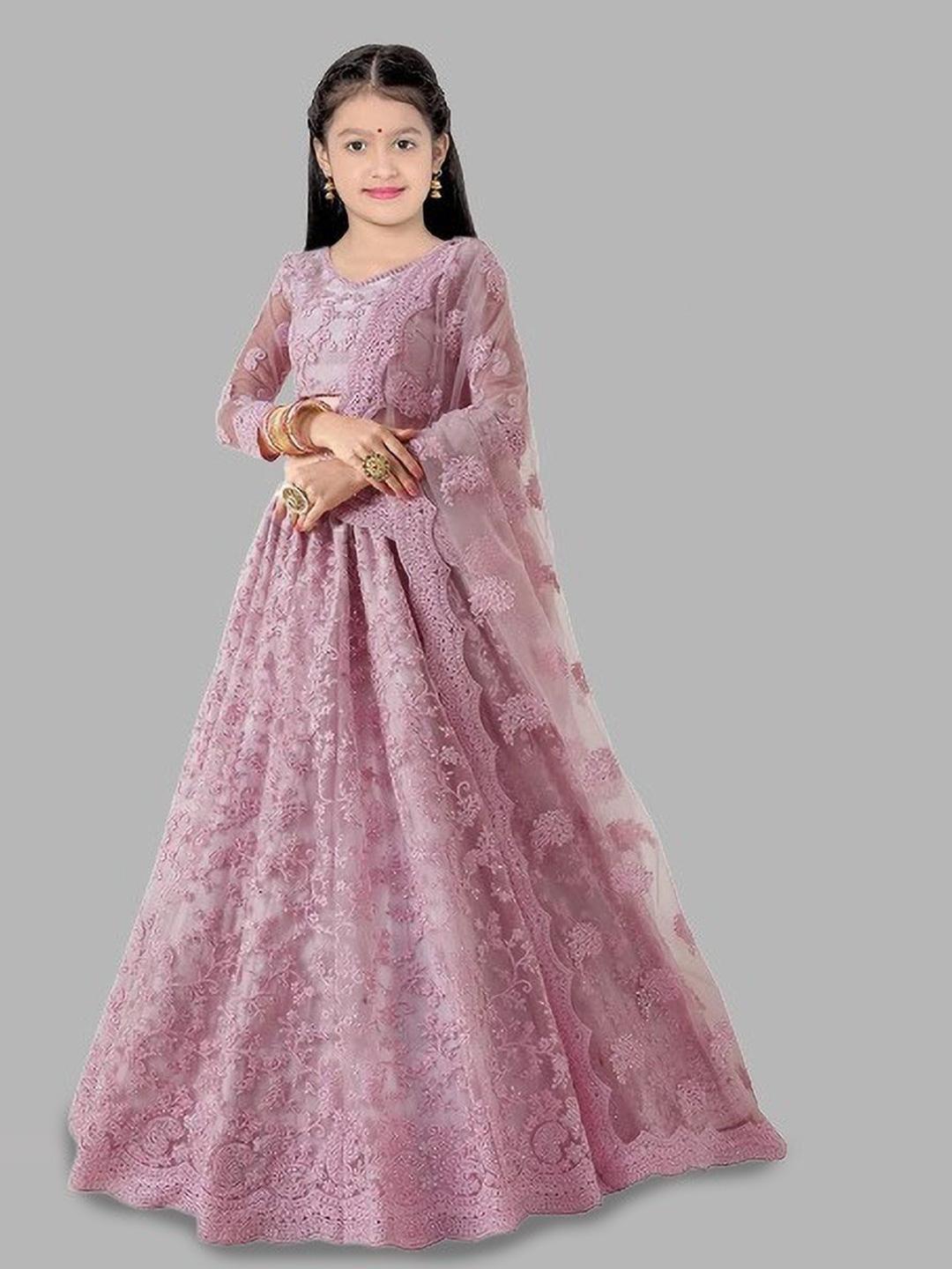 Buy Piludi Girls Embroidered Semi Stitched Lehenga & Unstitched Choli ...