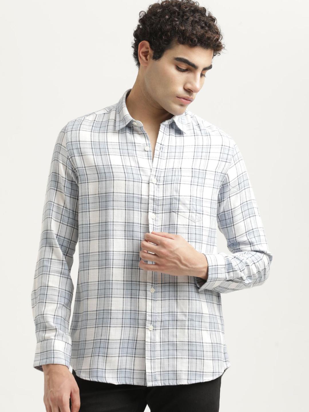 Buy Blu MNKY Men Smart Slim Fit Checked Casual Shirt - Shirts for Men ...