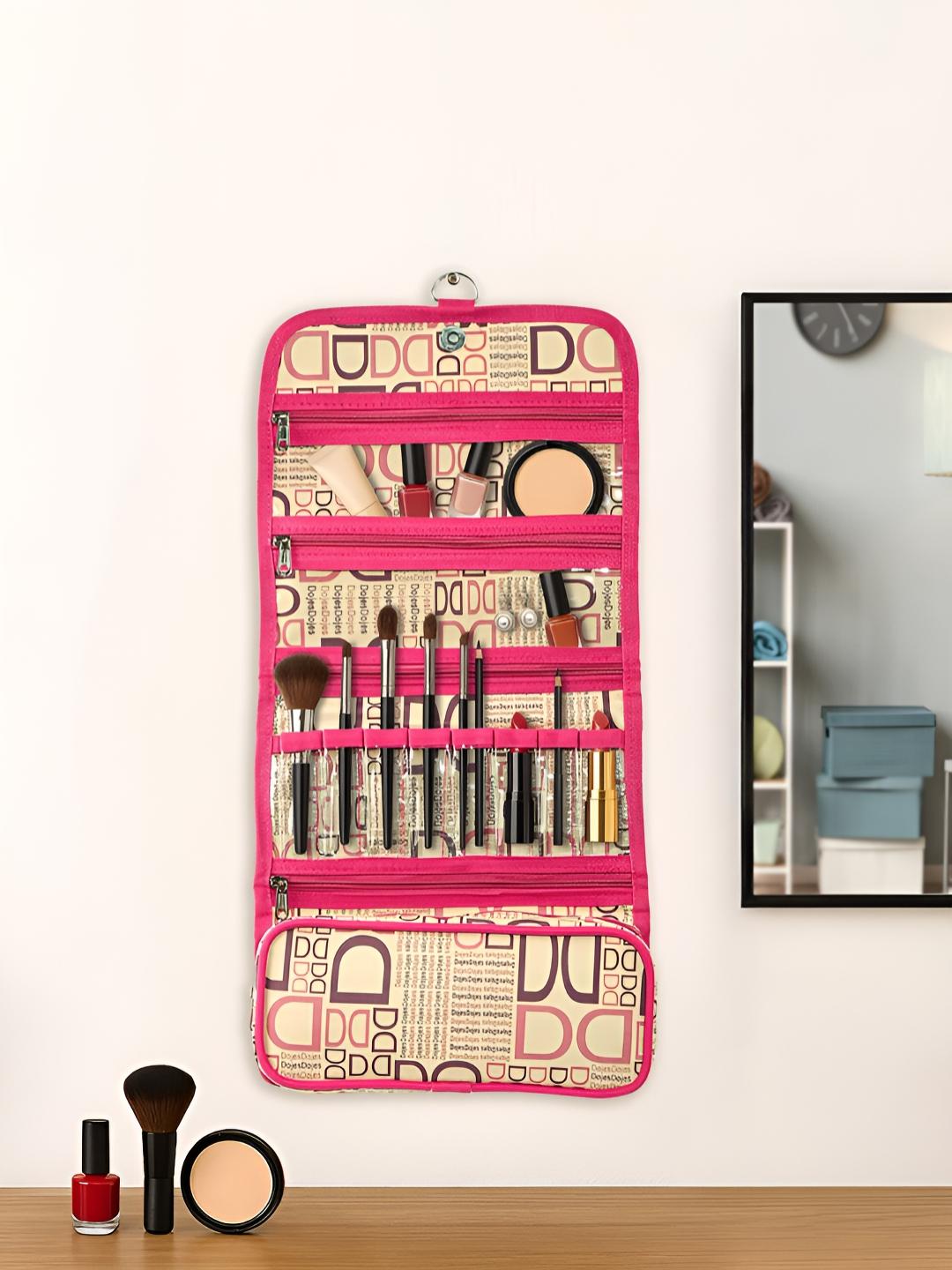 Buy Aura Pink Hanging Makeup Kit With Snap Button Organiser ...