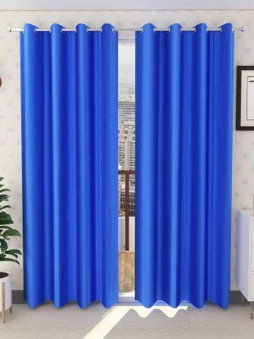 Buy BELLA TRUE Blue 2 Pieces Black Out Door Curtains - Curtains And ...