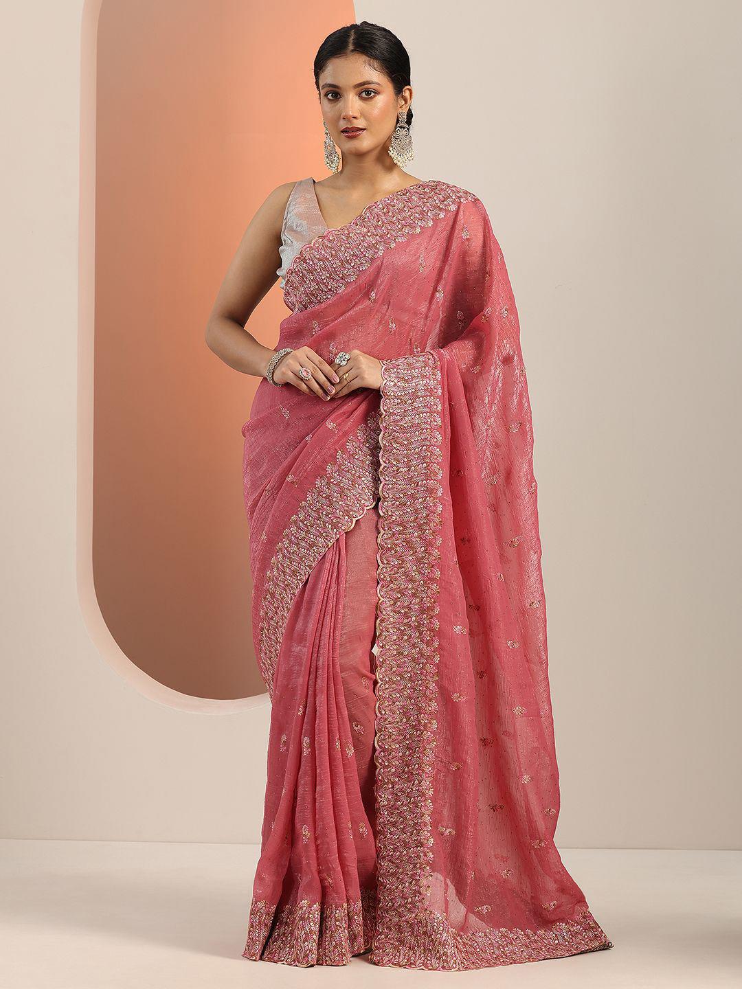 Buy Libas Embellished Beads And Stones Saree With Blouse Piece - Sarees for Women 35230709 | Myntra