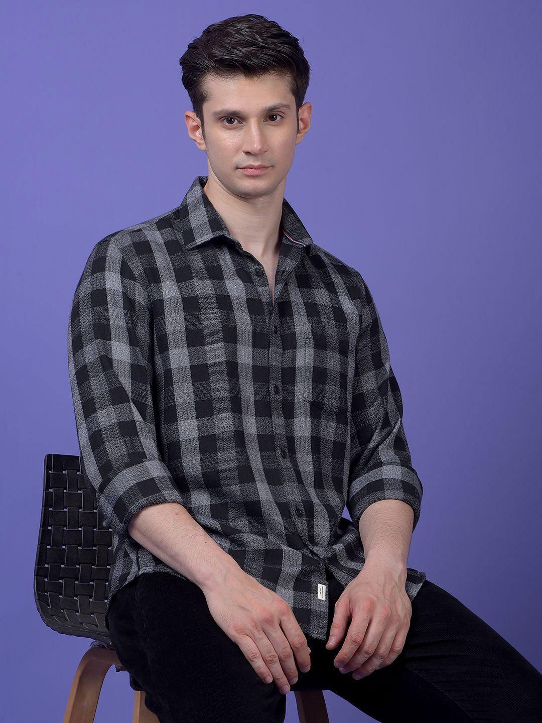 Buy Crimsoune Club Men Classic Slim Fit Spread Collar Buffalo Checks ...