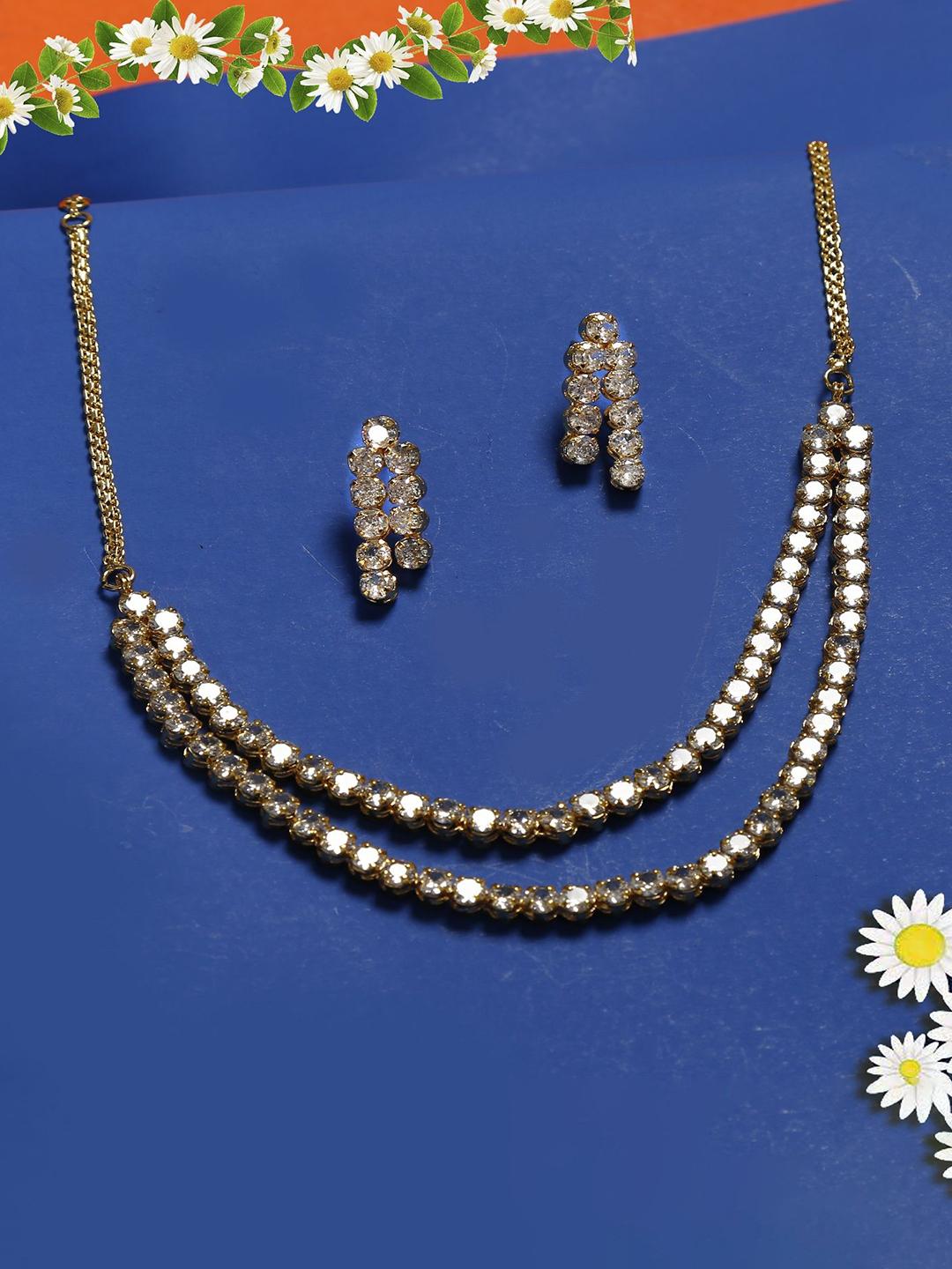 Buy Gemron Jewel Gold Plated Cubic Zirconia & American Diamond Studded ...