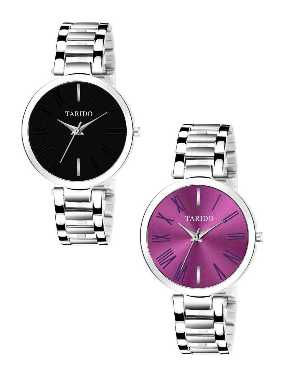 Buy TARIDO Men Pack Of 2 Dial & Stainless Steel Straps Analogue Watch ...