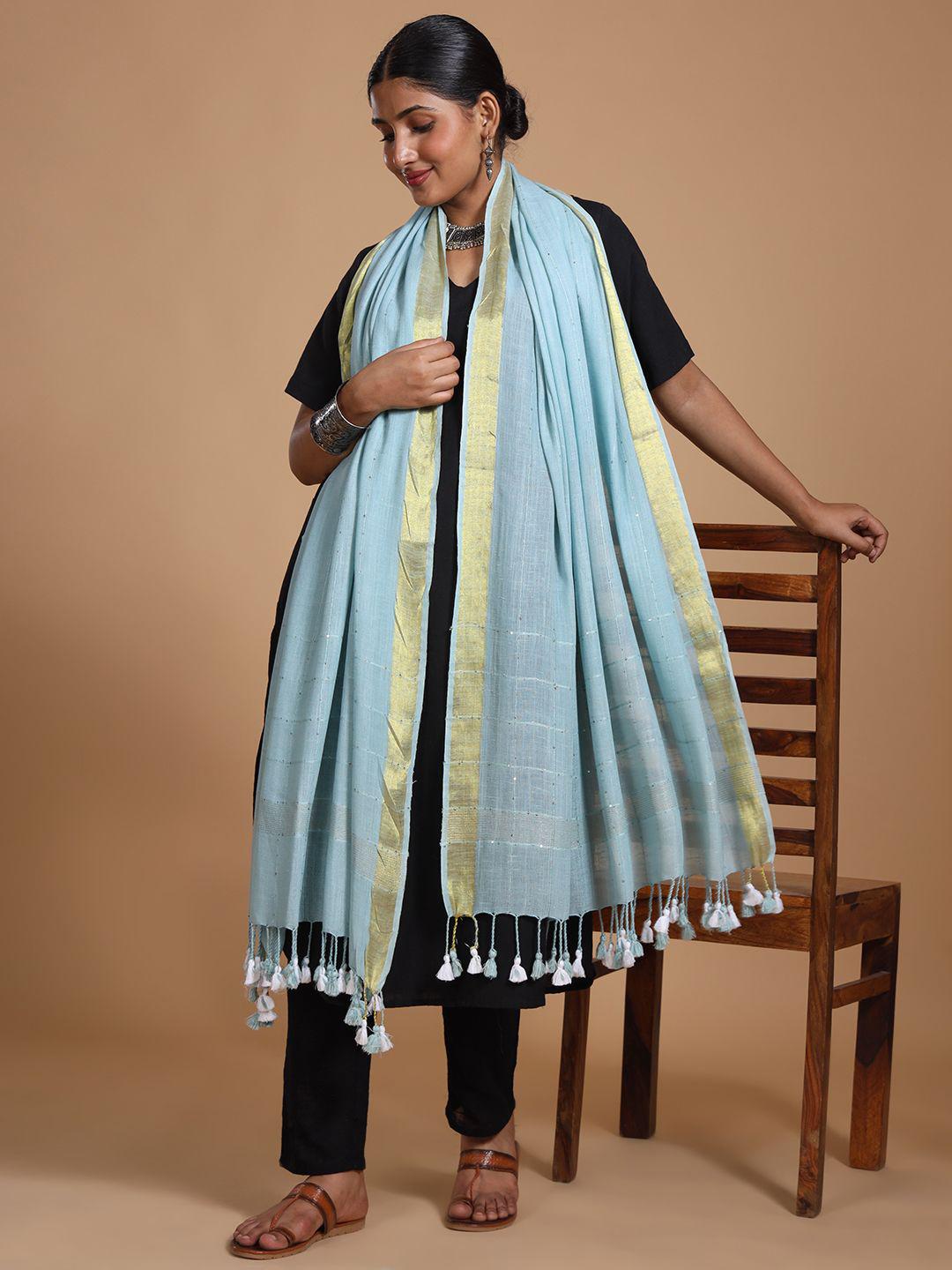 Buy Taavi Striped Pure Cotton Woven Dupatta - Dupatta for Women ...