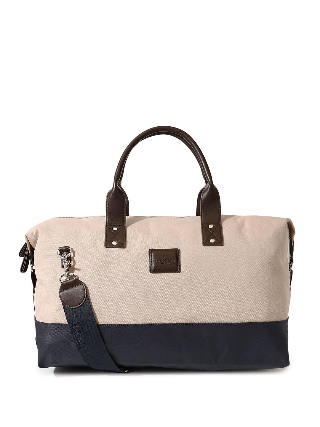 Buy HACKETT LONDON Men Textured Leather Colourblocked Holdall Bag ...
