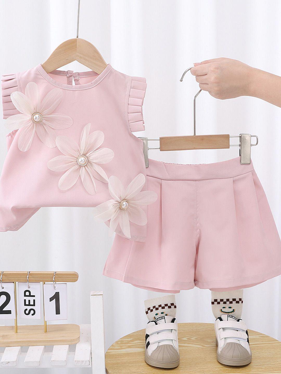Buy YK Girls Pure Cotton Round Neck Top With Shorts Clothing Set ...