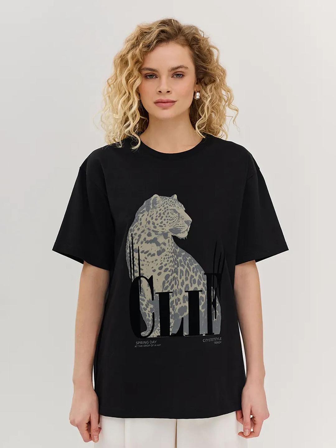 Buy LULU & SKY Animal Print Relaxed Fit Pure Cotton T Shirt - Tshirts ...