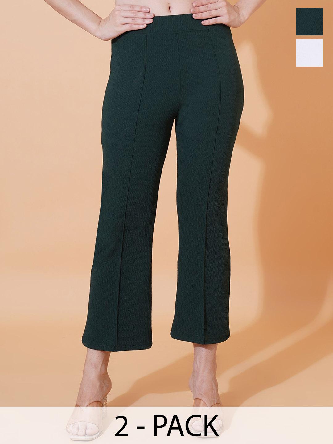 Buy Kintu Parantu Women Pack Of 2 Solid Comfort Regular Fit Mid Rise ...