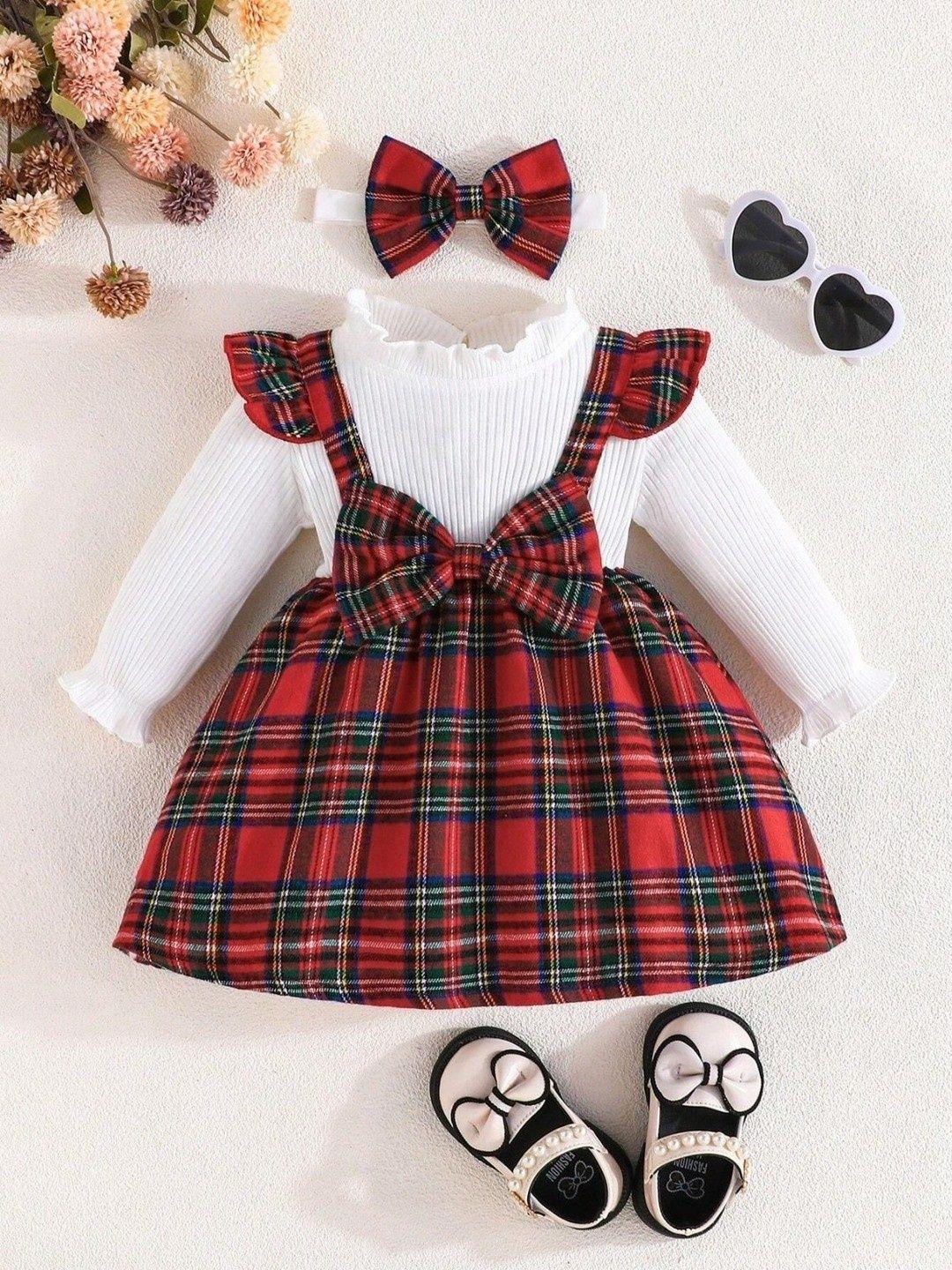 Buy Miss & Chief Girls Checked Pinafore Dress - Dresses for Girls ...