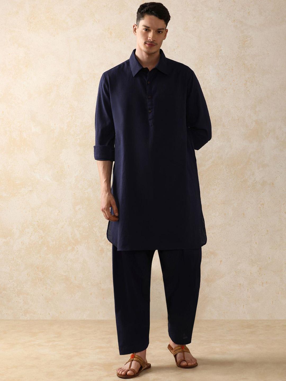 Buy Moara Pathani Solid Pure Cotton Kurta With Dhoti Pants - Kurta Sets ...