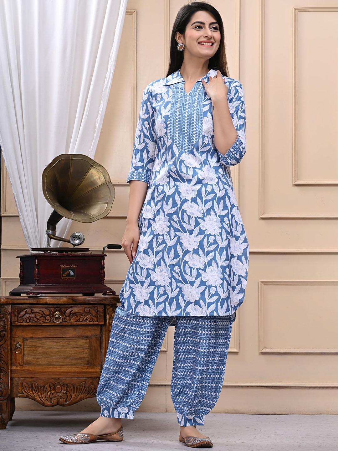 Buy DSS FASHION Blue & White Printed Shirt Collar Co Ords - Co Ords for ...