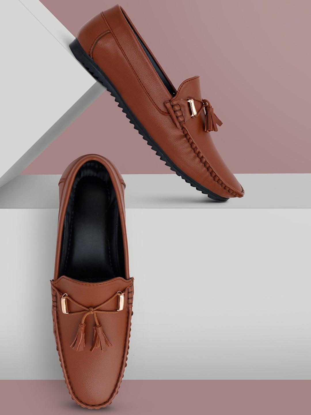 Buy FUNNY FIRE Men Solid Leather Everyday Loafers - Casual Shoes for ...