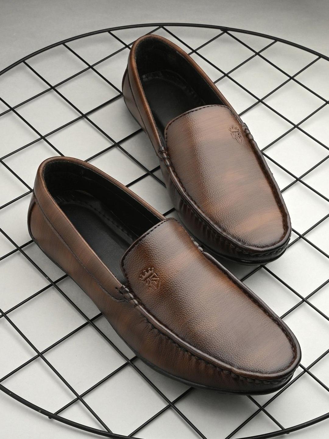 Buy FUNNY FIRE Men Solid Leather Everyday Loafers - Casual Shoes for ...