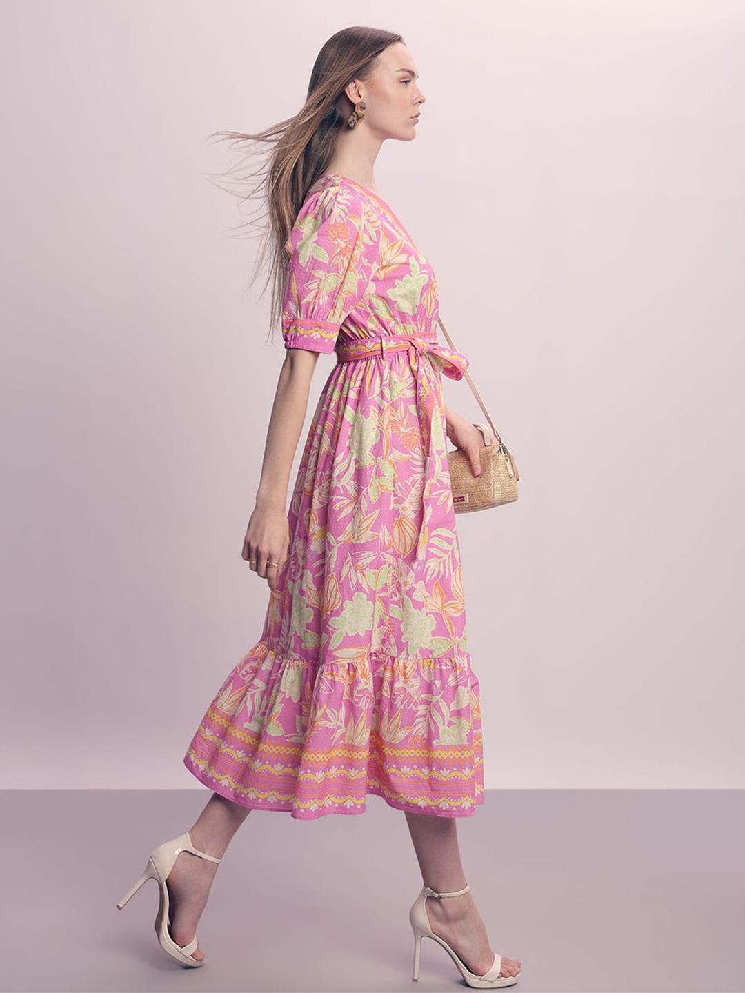 Buy Vero Moda Floral Print Pure Cotton Fit & Flare Dress - Dresses for ...
