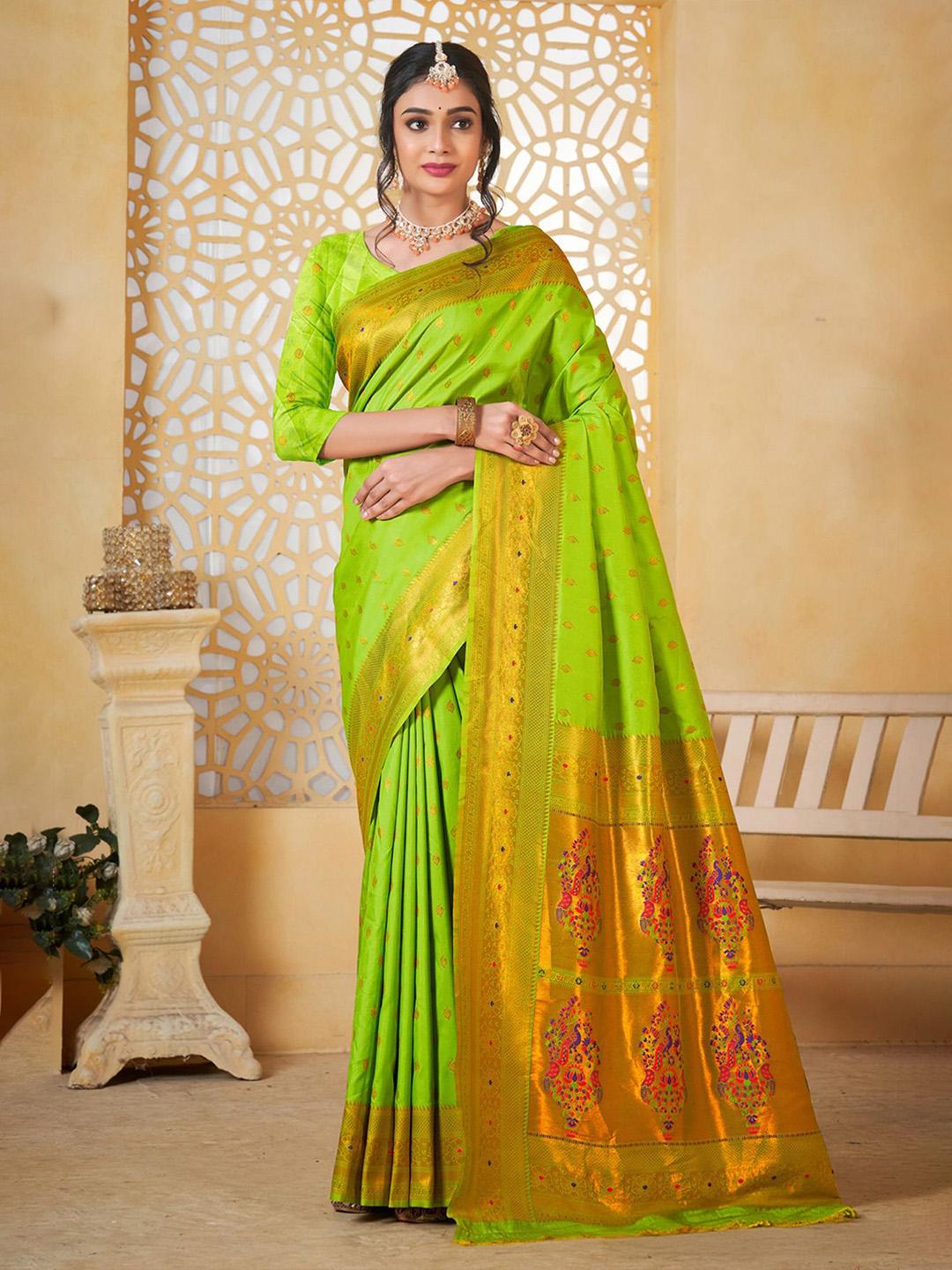 Buy VARNI FABRICS Woven Design Zari Paithani Saree - Sarees for Women ...