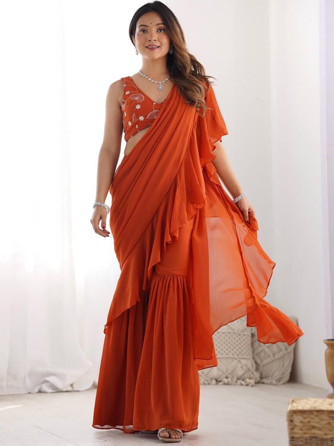 Buy LABELKBBRAND Pre Draped Saree With Fully Stitched Blouse - Sarees ...