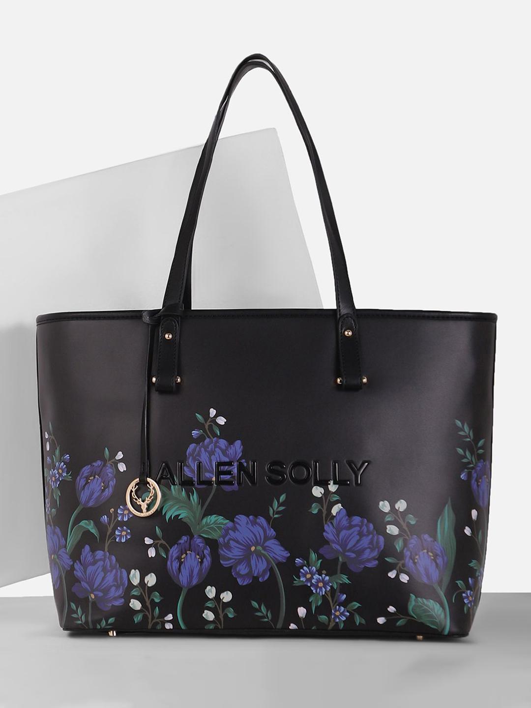 Buy Allen Solly Woman Floral Printed PU Structured Tote Bag - Handbags ...