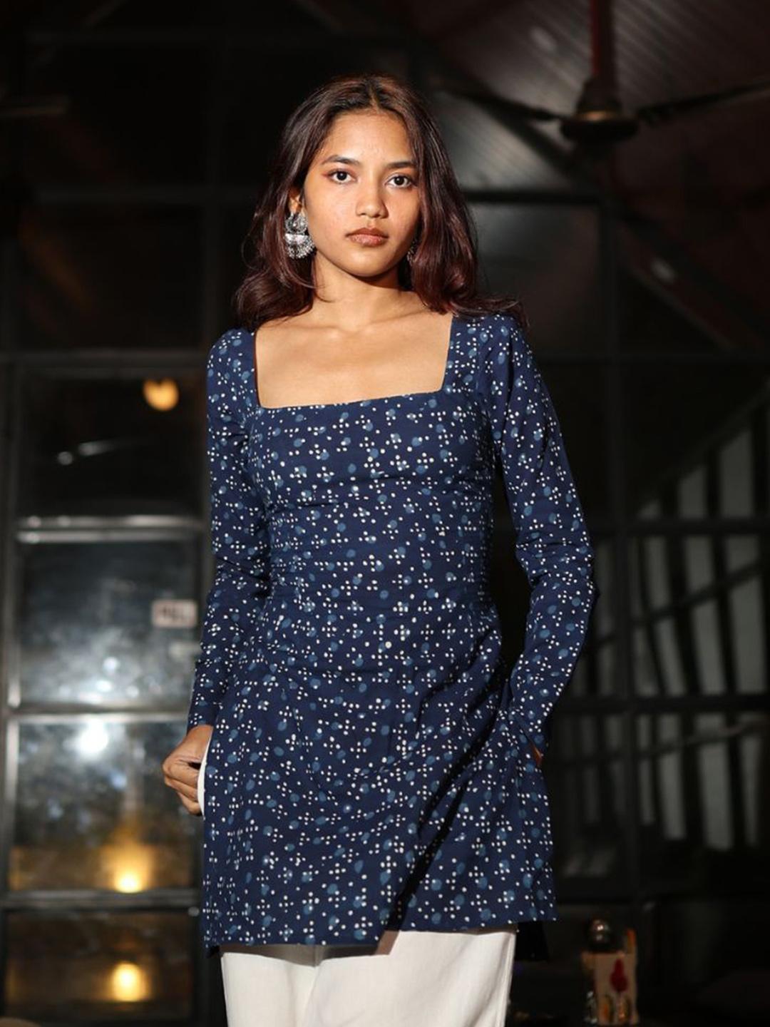 Buy NISHORAMA Women Printed Square Neck Pure Cotton Kurti - Kurtis for ...
