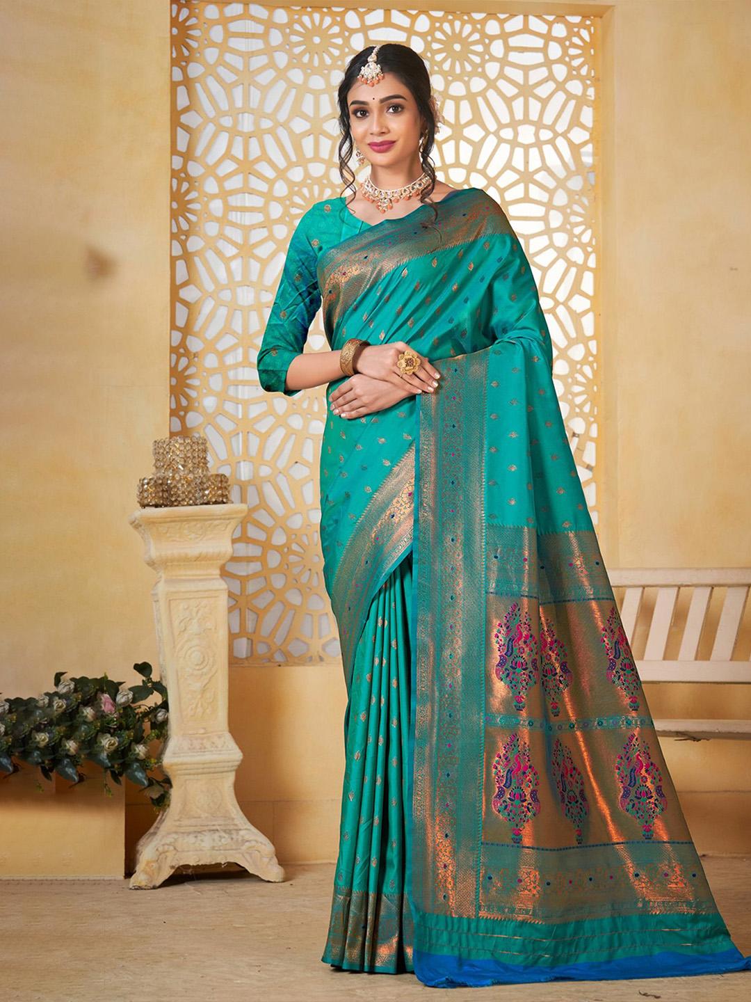 Buy VARNI FABRICS Woven Design Zari Paithani Saree - Sarees for Women ...