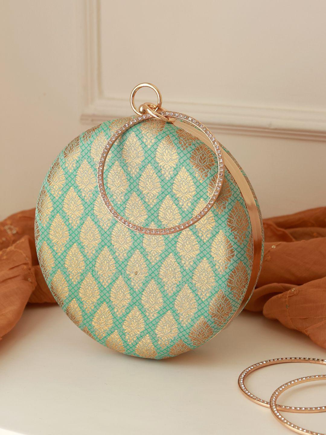 Buy THE TAN CLAN Floral Embroidered Round Box Clutch - Clutches for ...