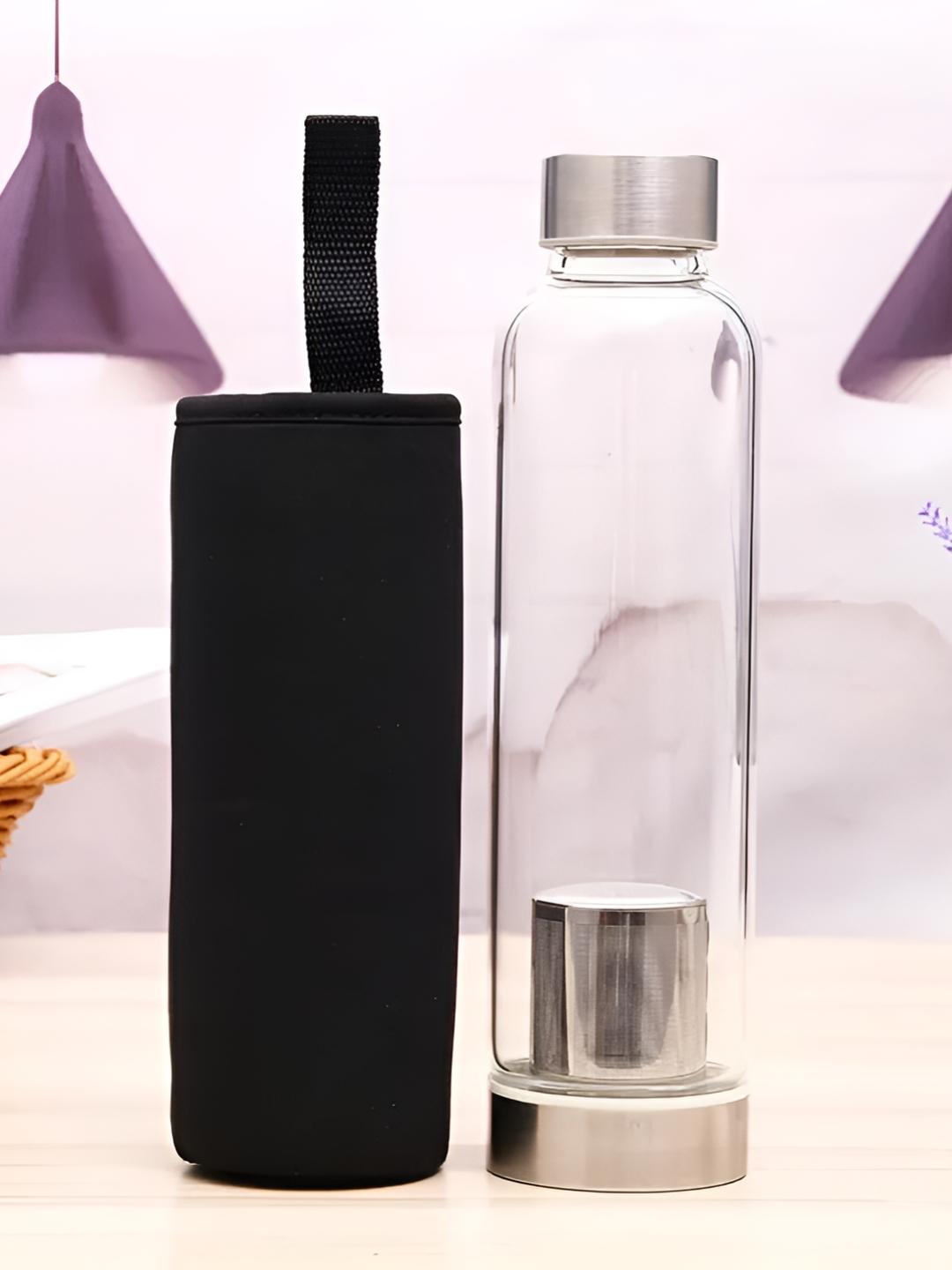 Buy Lifelong Transparent & Silver Toned Single Glass Solid Water Bottle ...