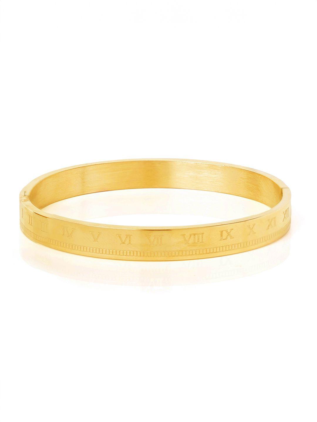 Buy SWASHAA Men Stainless Steel Gold Plated Kada Bracelet - Bracelet ...