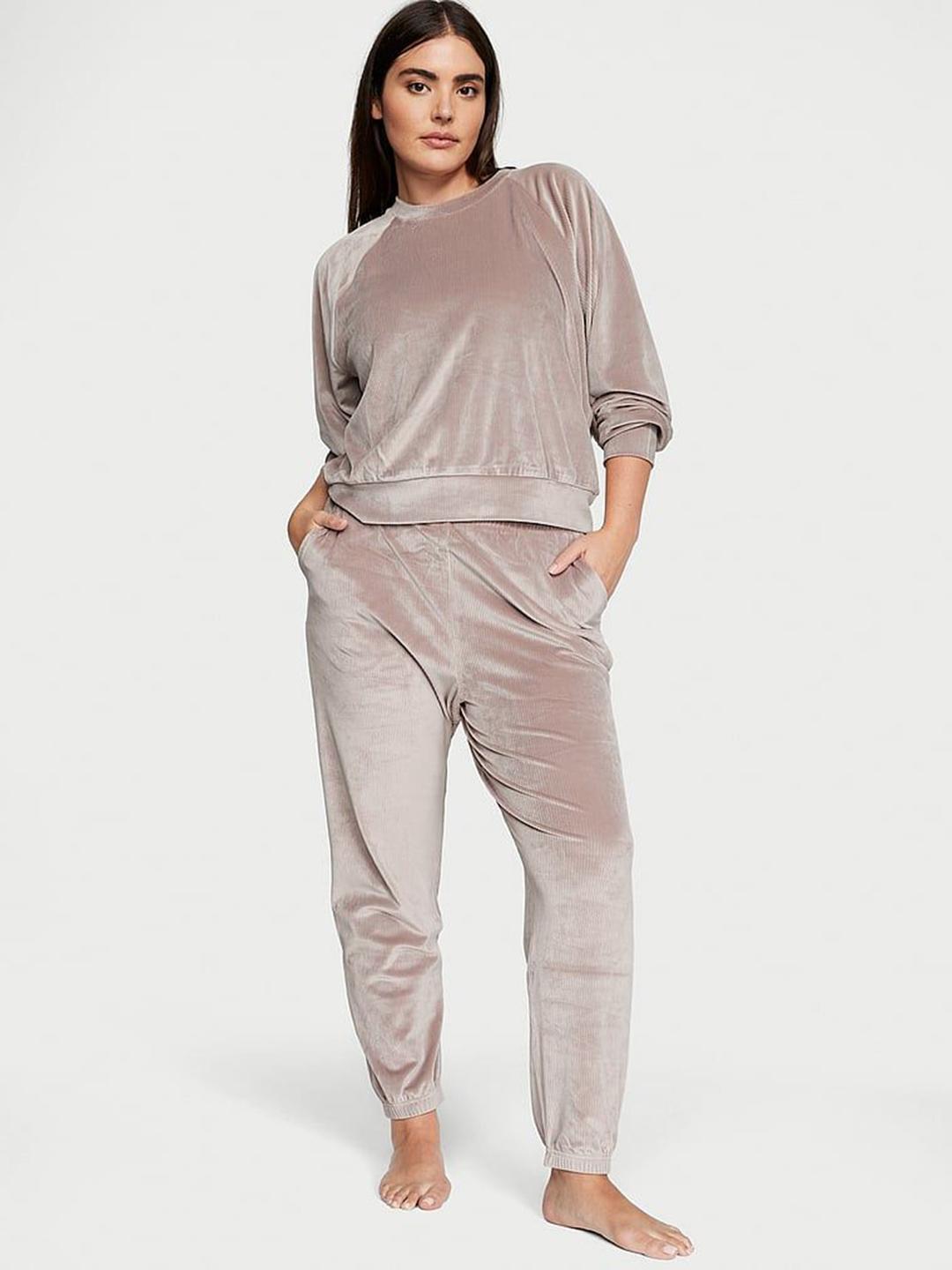 Buy Victoria's Secret Women Velour Ribbed Lounge Pants - Track Pants ...