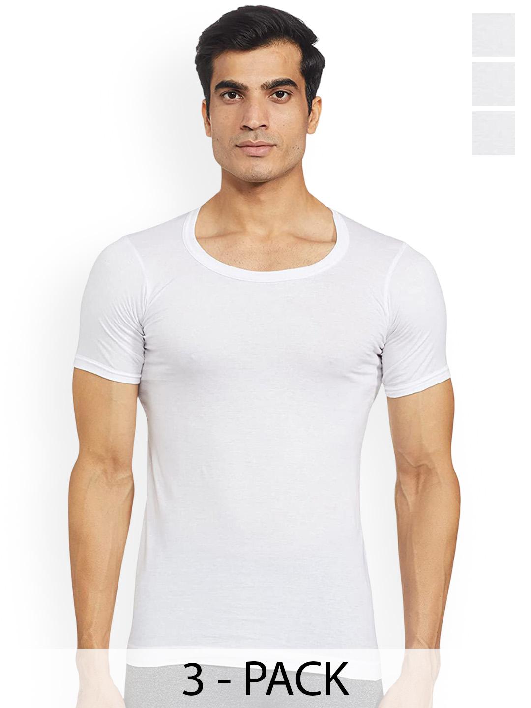 Buy AMUL COMFY Men Pack Of 3 Pure Cotton Basic Vests - Innerwear Vests ...