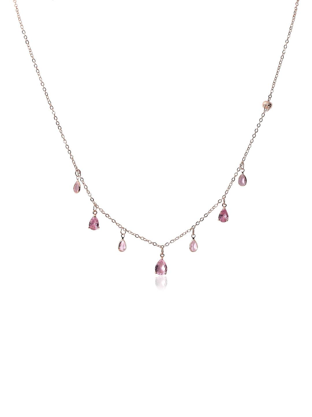 Buy SOLIBELLE Rose Gold Plated American Diamond Studded Chain ...